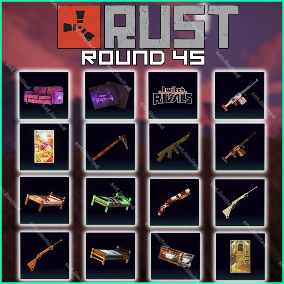 Rust Twitch Drops Round 45 | [16/16] Item Total | STEAM Pc Only - Etsy