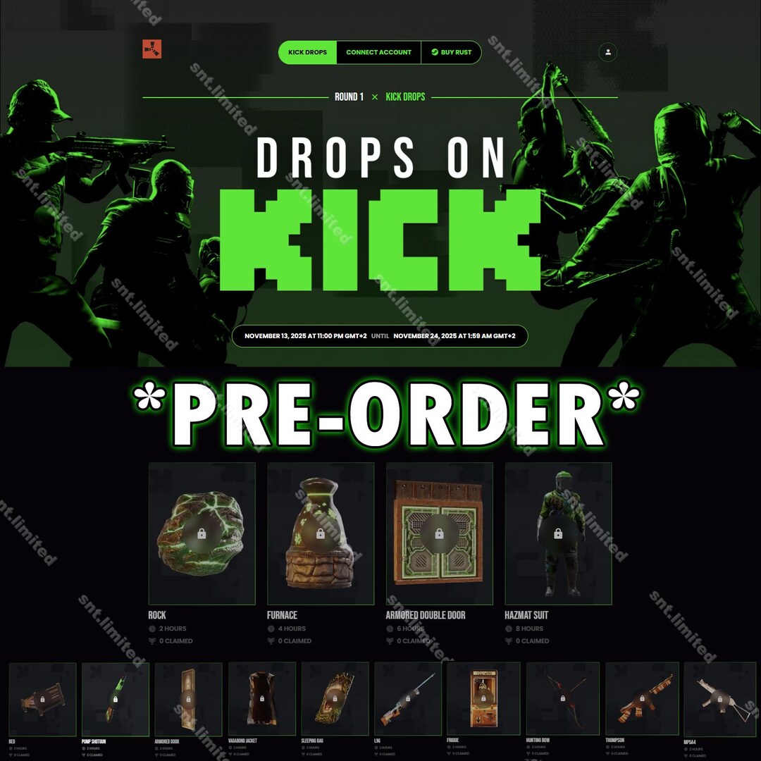 PRE-ORDER* Rust Kick Drops Round 1 | up to 14 Item Total | STEAM Pc ...