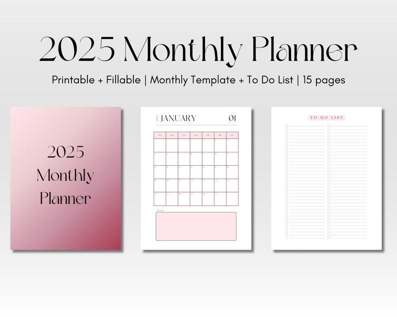 2025 Monthly Planner Dated, Monthly Calendar Template With to Do List ...