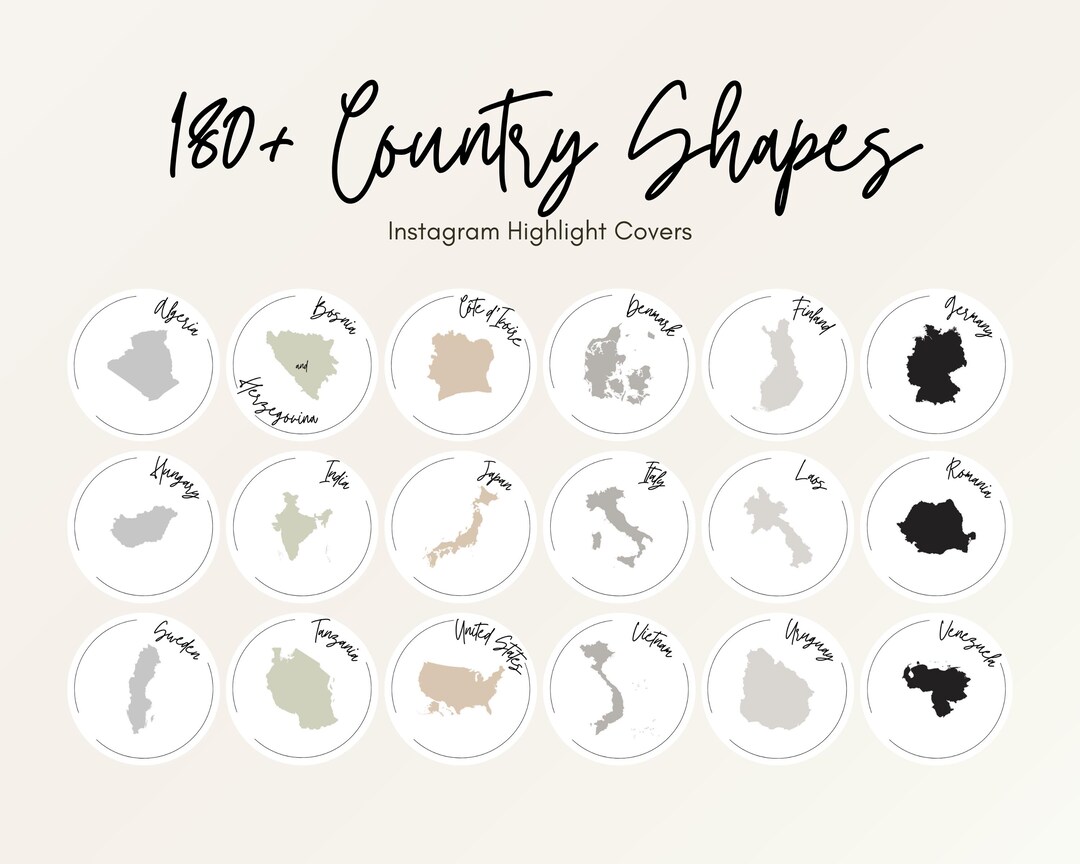 180+ Countries Instagram Story Highlight Covers, Neutral Palette ...