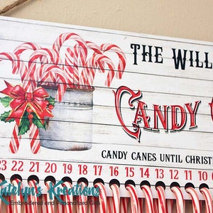 Candy Cane Christmas Countdown, Personalized Christmas Countdown ...