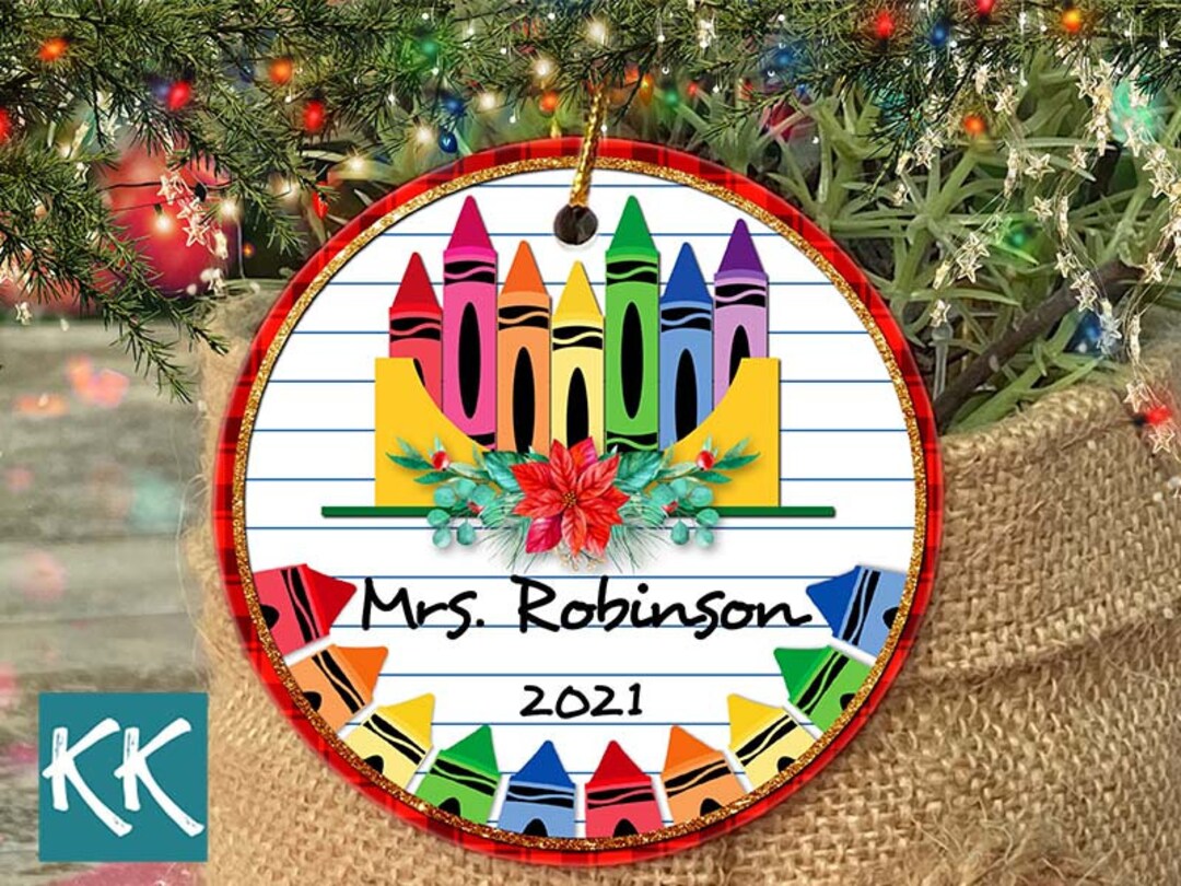 School Crayons - Personalized Ceramic Ornament - Etsy