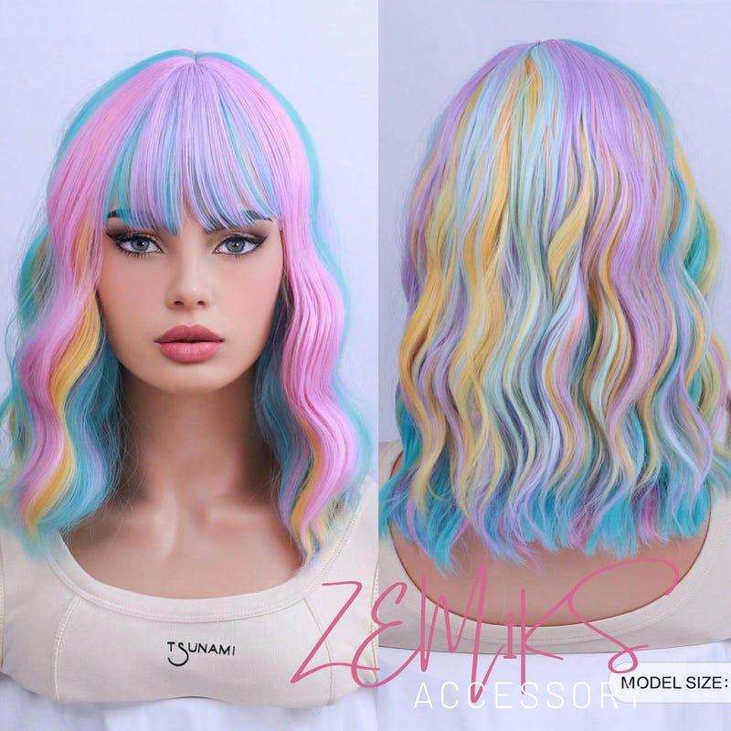Rainbow Wig - Etsy