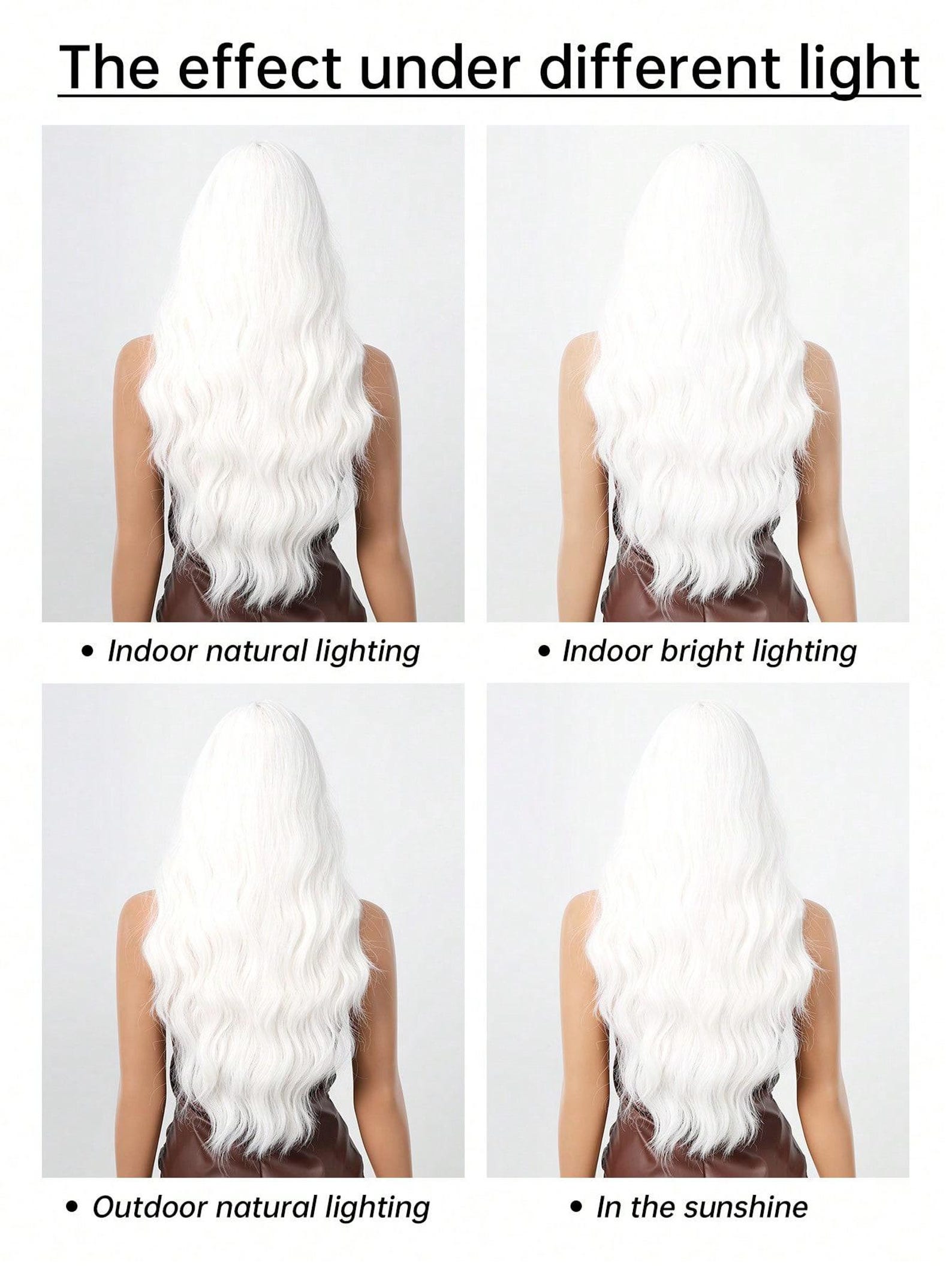 26 Inch Long White Wigs With Bangs Natural Wavy Hair Synthetic Wigs for ...