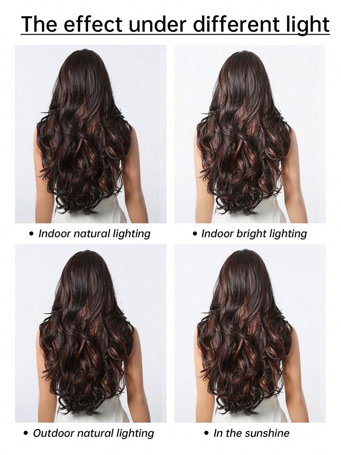 26 Inch Long Woman Layered Middle Part Wigs Brown Mixed With Highlights ...