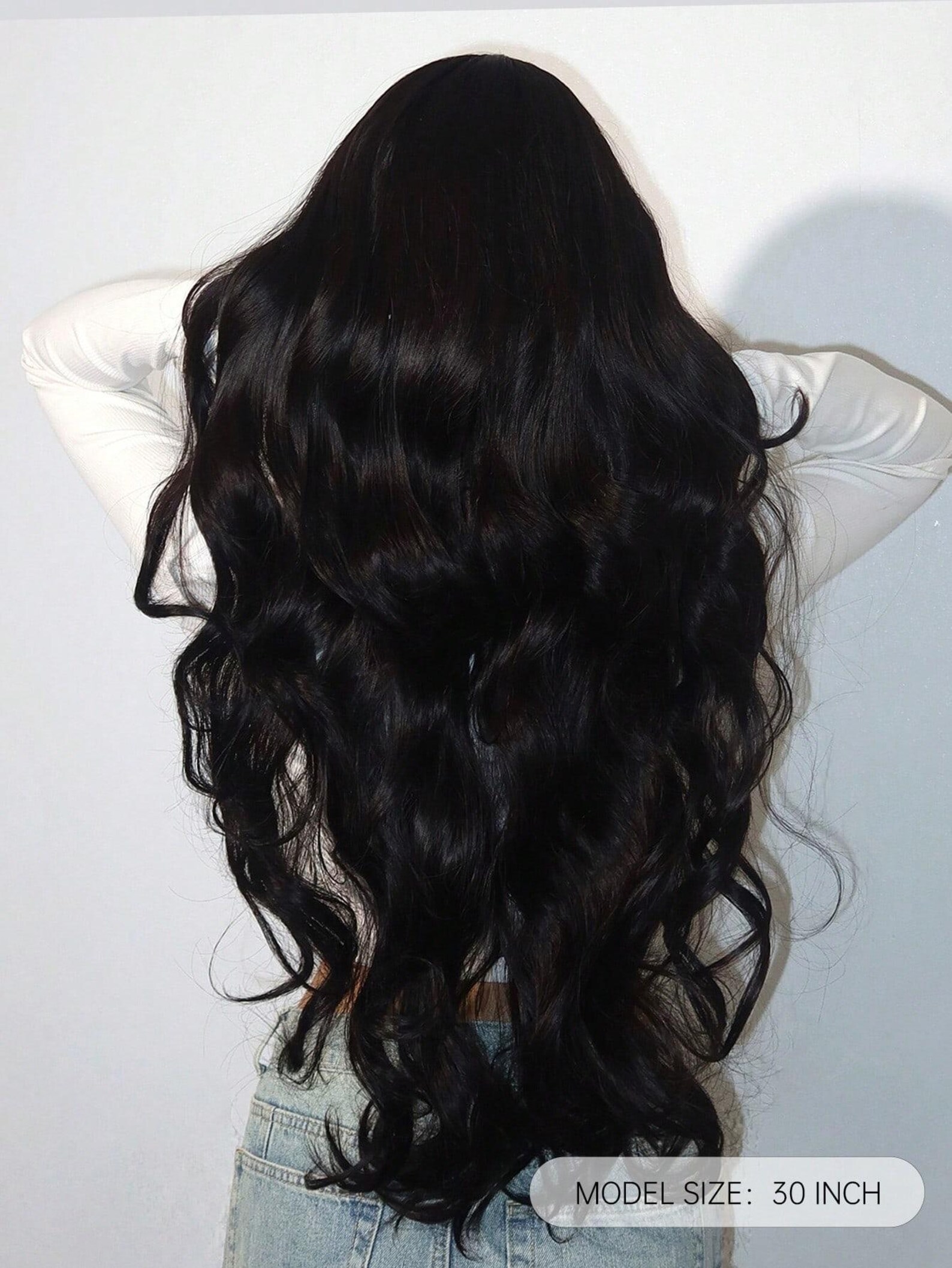 30 Inch Black Long Wigs With Bangs for Women Natural Looking Wig Curly ...