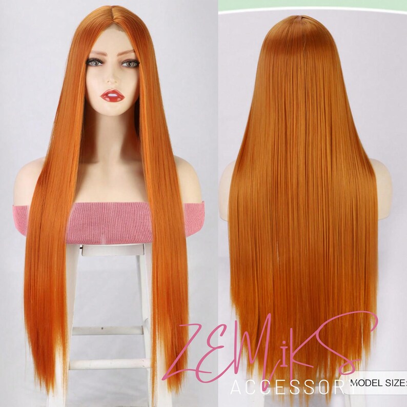 32 Inch Synthetic Long Straight Wigs for Women Synthetic Wigs Middle ...
