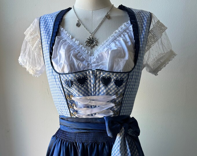 Kruger Light Blue & White Checked Oktoberfest Dirndl With Matching ...