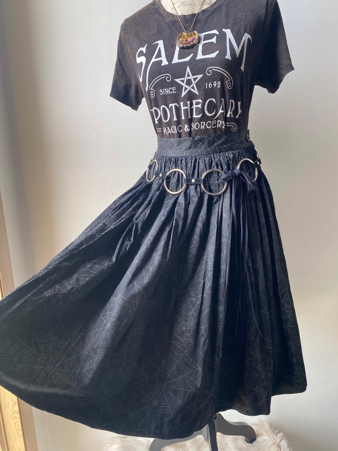 The Oblong Box Shop Spiderweb Swing Skirt Black Halloween Goth Lolita ...