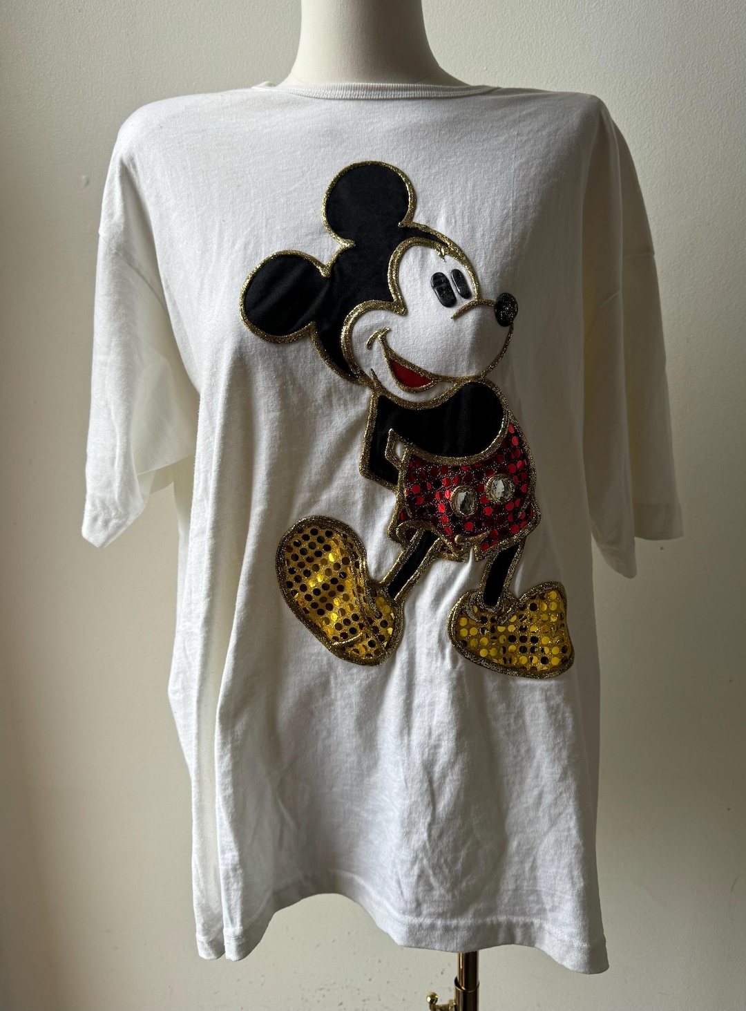 Vintage Disney Originals Mickey Mouse Graphic T-shirt White With Shiny ...