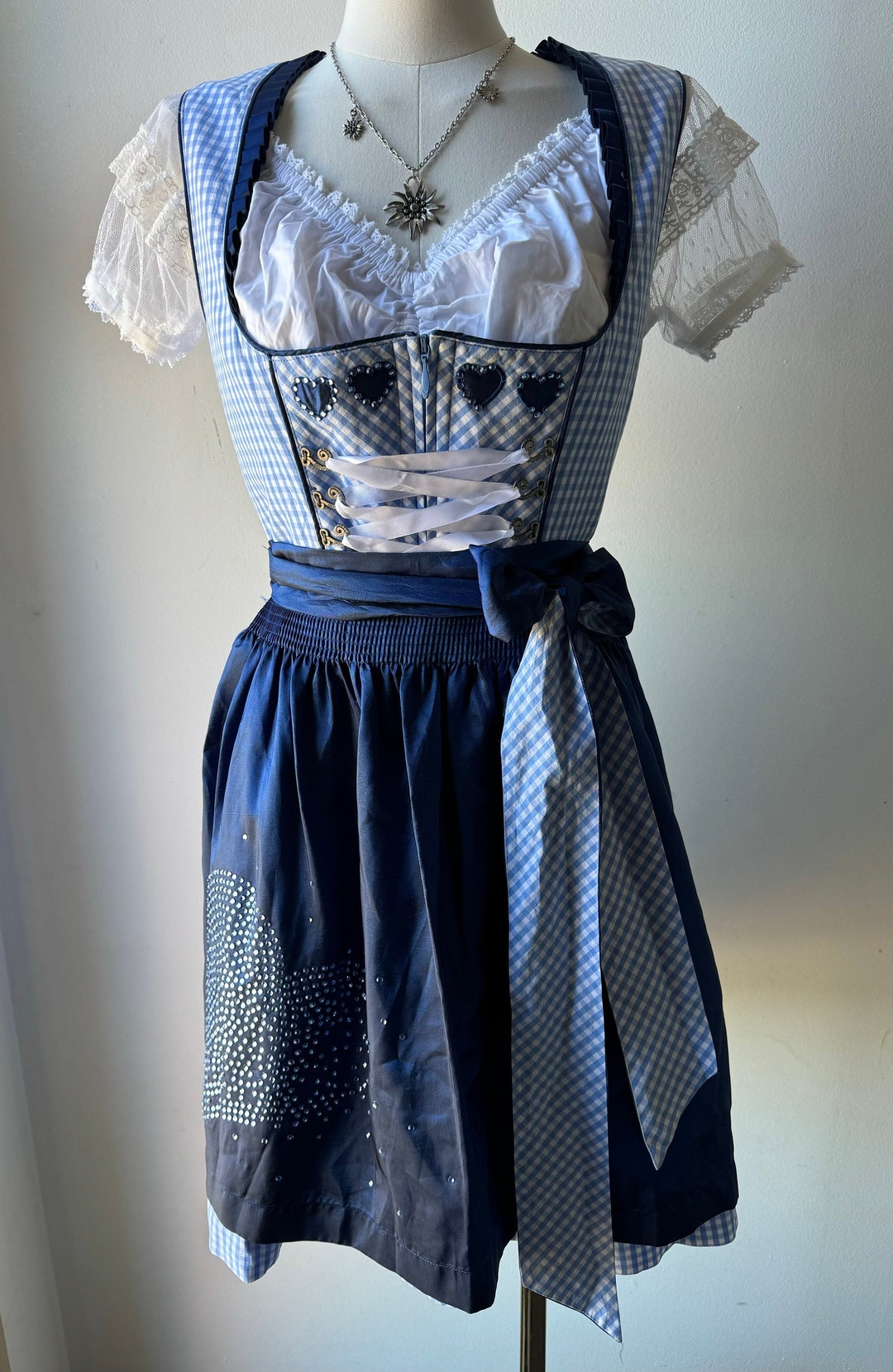 Kruger Light Blue & White Checked Oktoberfest Dirndl With Matching ...