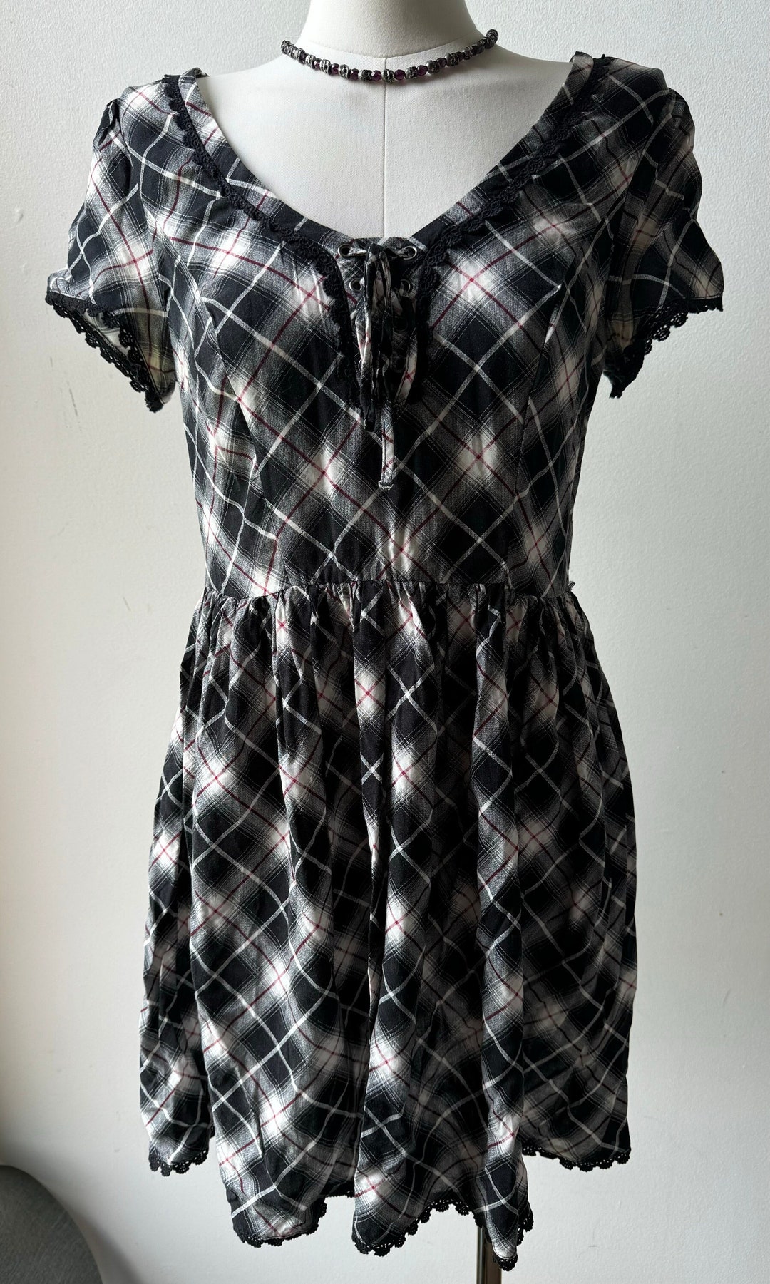 Cute Hot Topic Mall Goth Plaid Light Cotton Dress Emo Lolita Punk ...