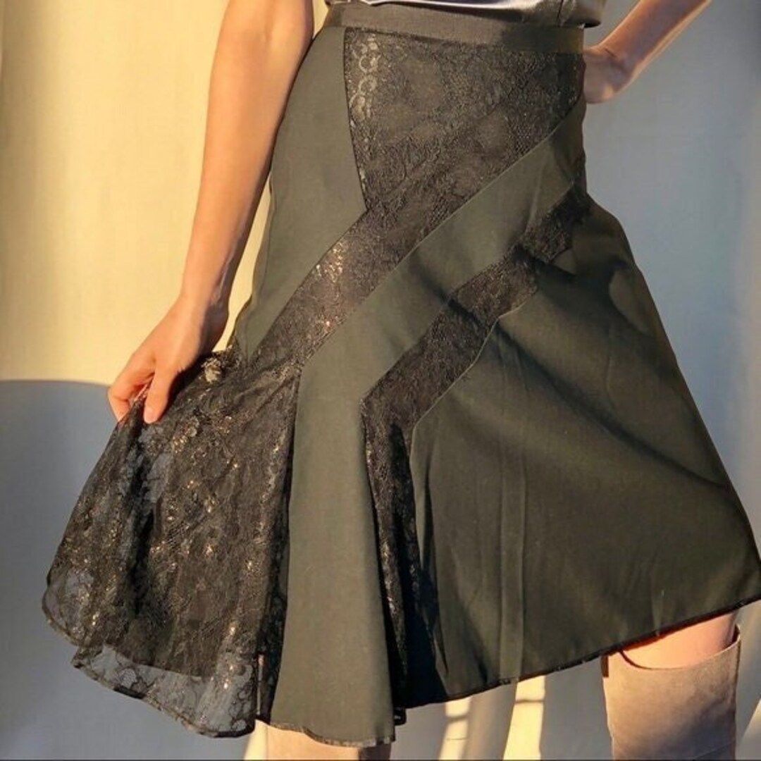 Vintage Romantic Funeral Lace Asymmetrical Black Skirt Goth Witch Vamp ...