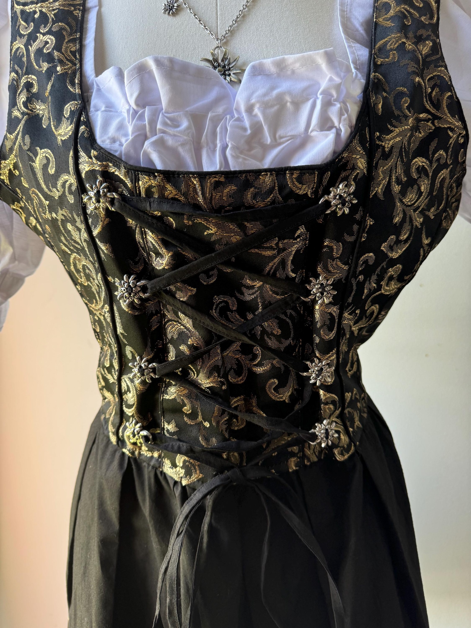 Edelweiss Creek Black Dirndl With Gold Floral Embroidery Oktoberfest ...