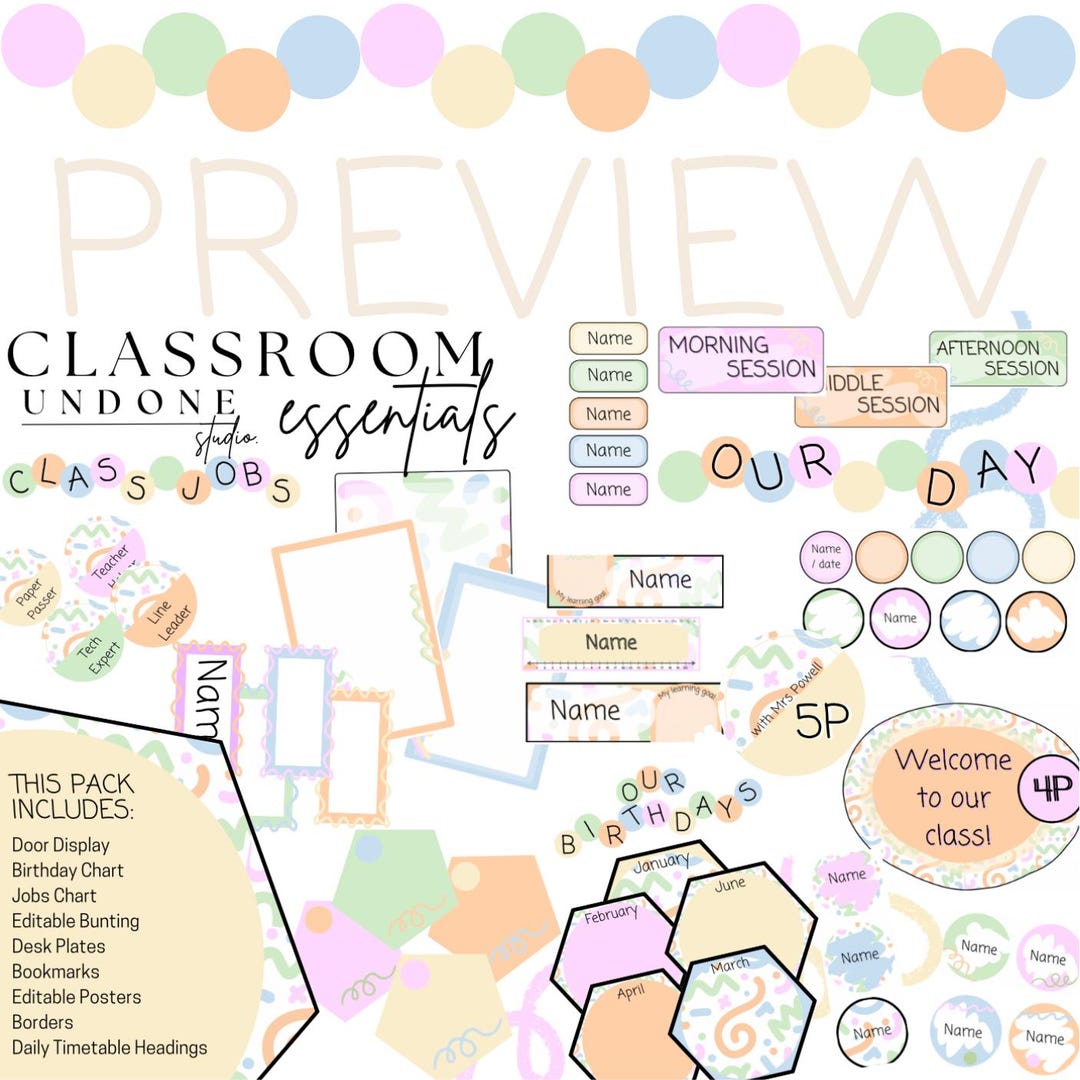 CONFETTI of COLOUR (pastels) Classroom Essentials Bundle | Classroom ...