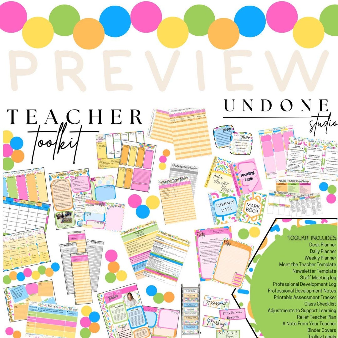 CONFETTI OF COLOUR (brights) Teacher Toolkit | Editable | Organisation ...
