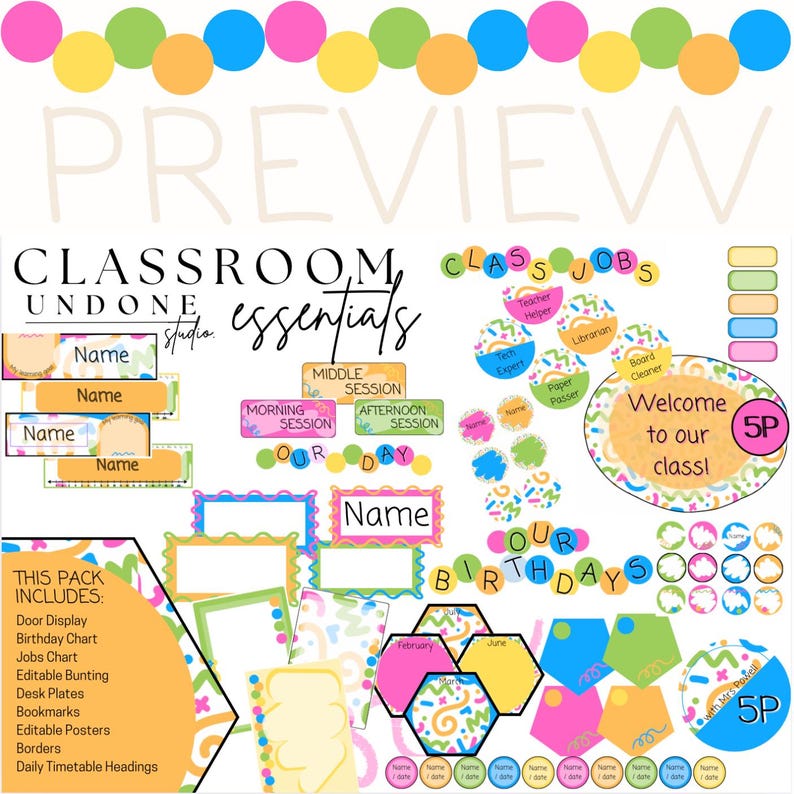 CONFETTI of COLOUR (brights) Classroom Essentials Bundle | Classroom ...