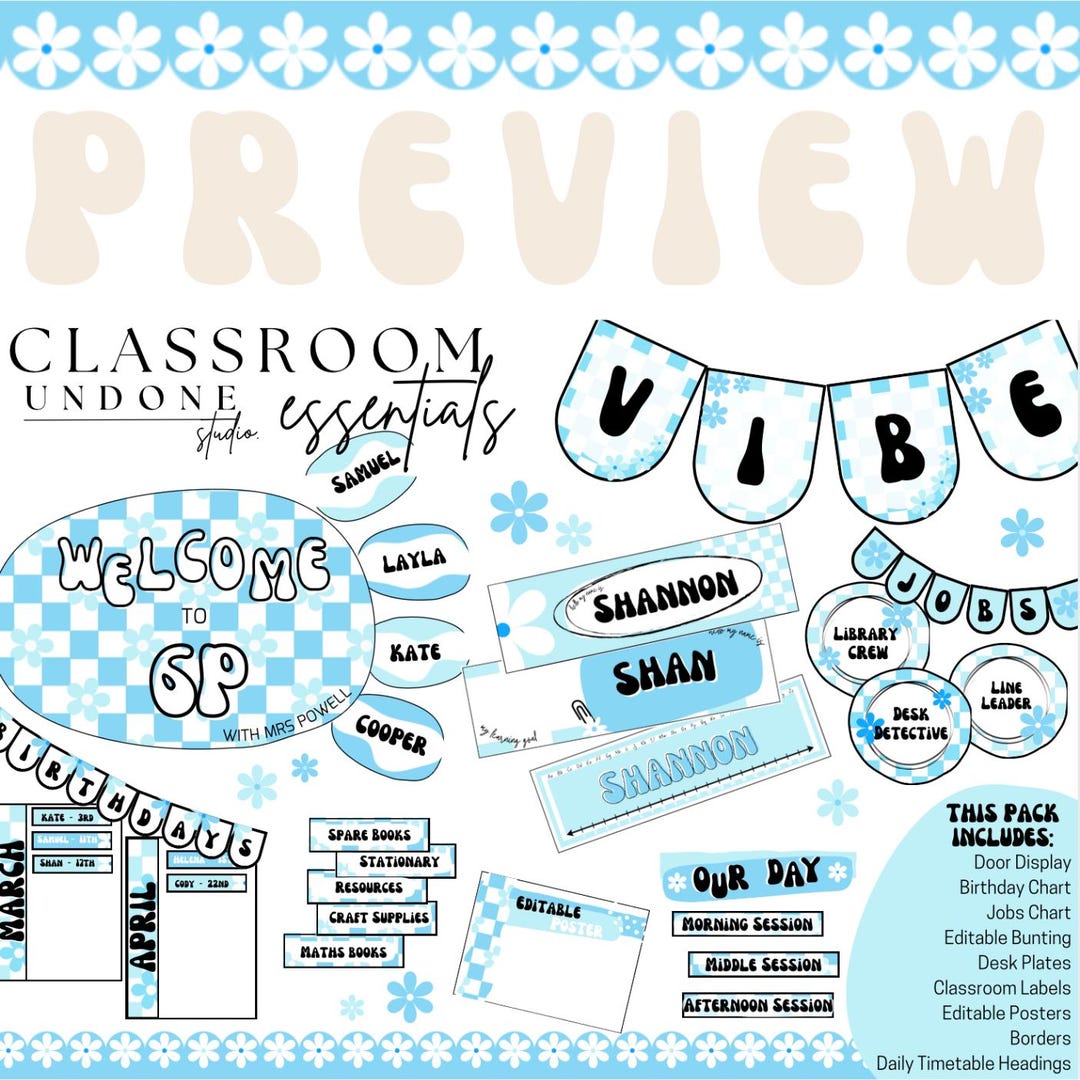 VIBIN' VINTAGE Burst Classroom Essentials Bundle | Classroom Decor ...