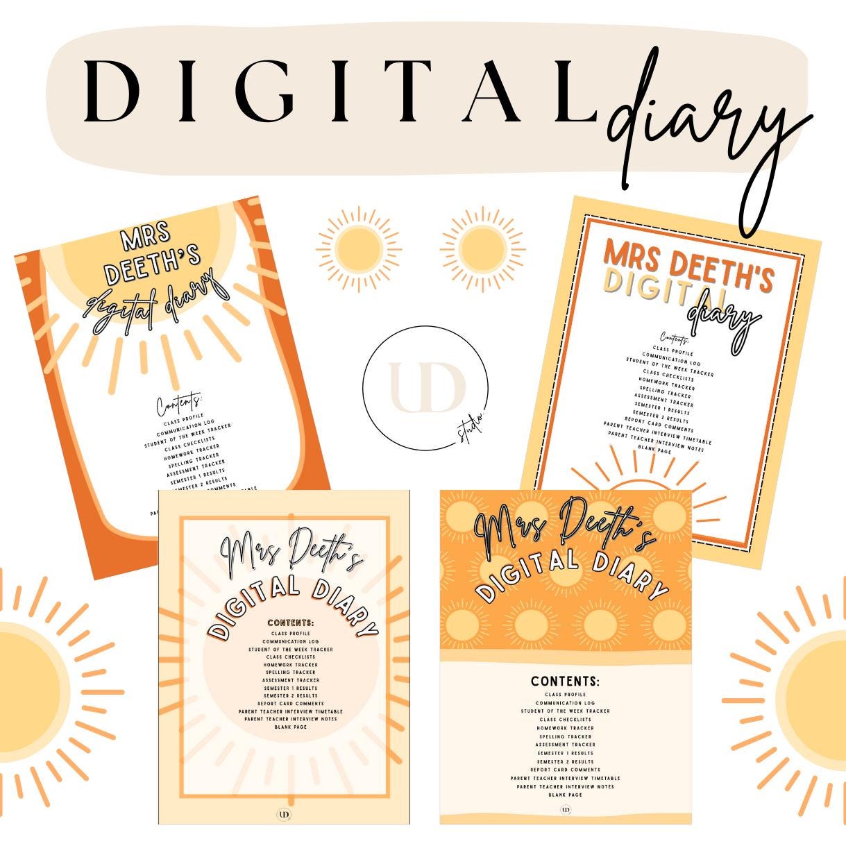 SHADES of SUMMER Digital Diary | Editable | Organisation | Planning ...