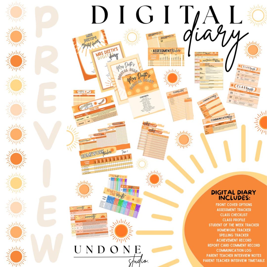 SHADES of SUMMER Digital Diary | Editable | Organisation | Planning ...