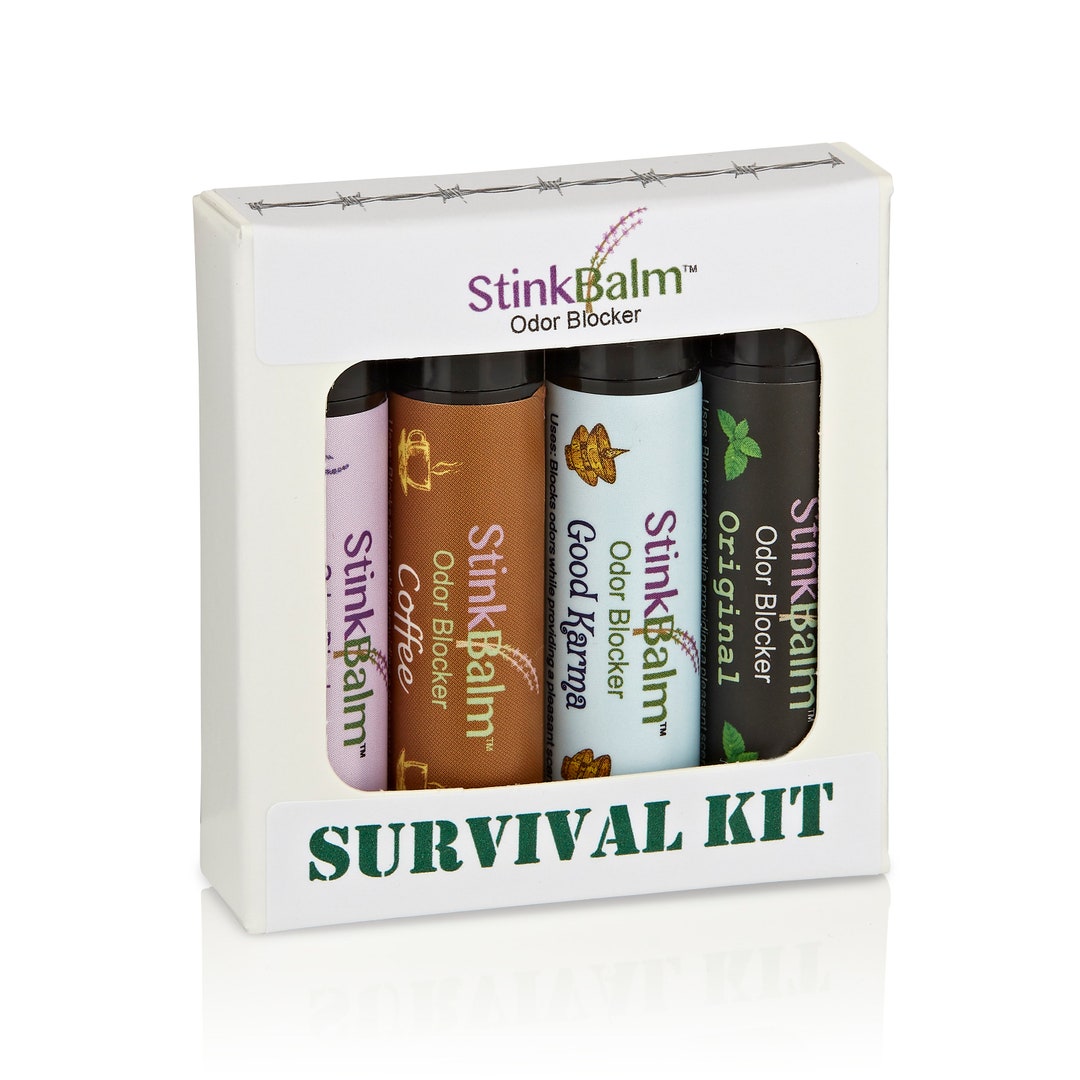 Stinkbalm Odor Blocker Nose Balm Survival Kit - Lavender, Coffee, Good ...