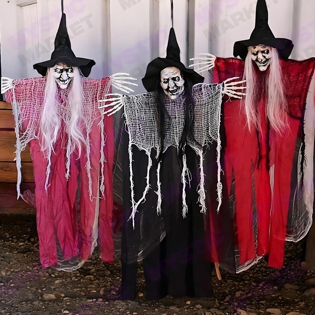 The Wicked Witches Life Size Hanging Halloween Skeletons, Outdoor ...