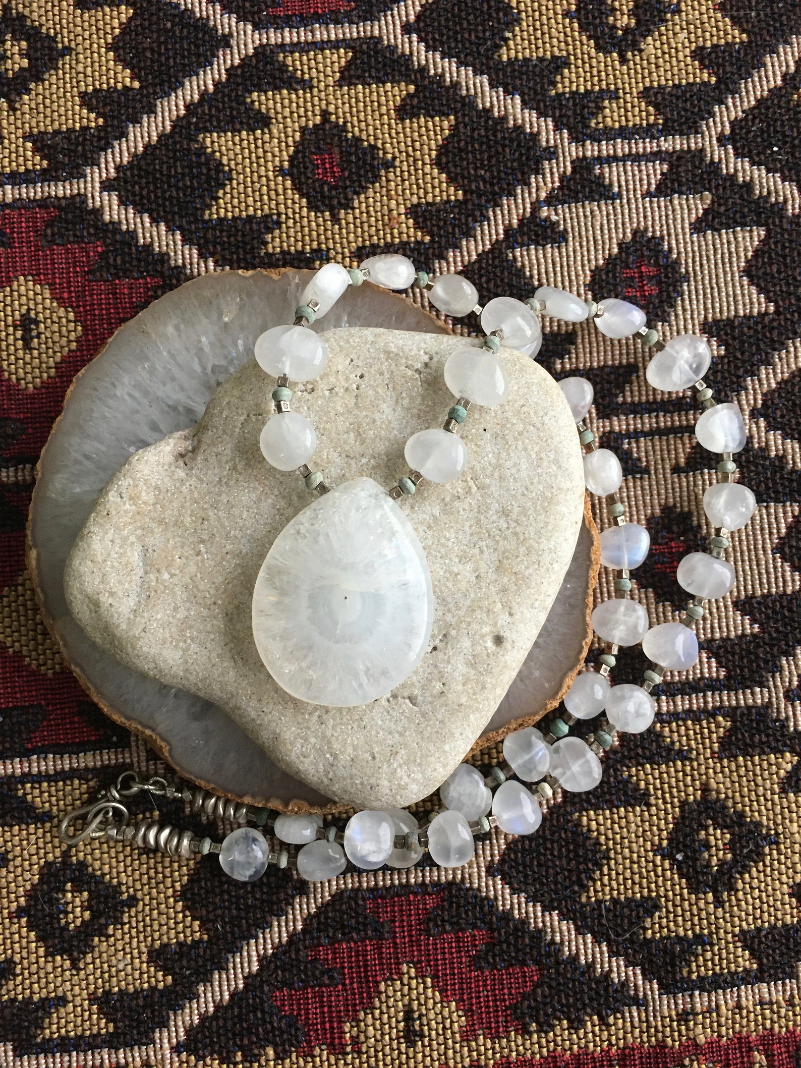 Solar Quartz and Moonstone Necklace, Moonstone Necklace, Solar Quartz ...