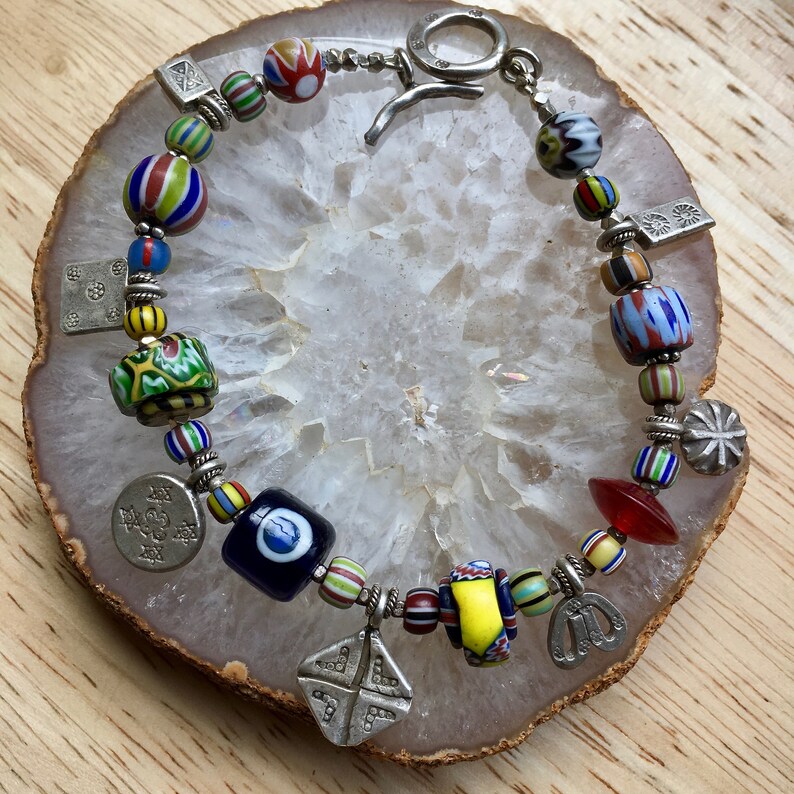 Tribal Charm Bracelet Silver Charm Bracelet African Trade - Etsy