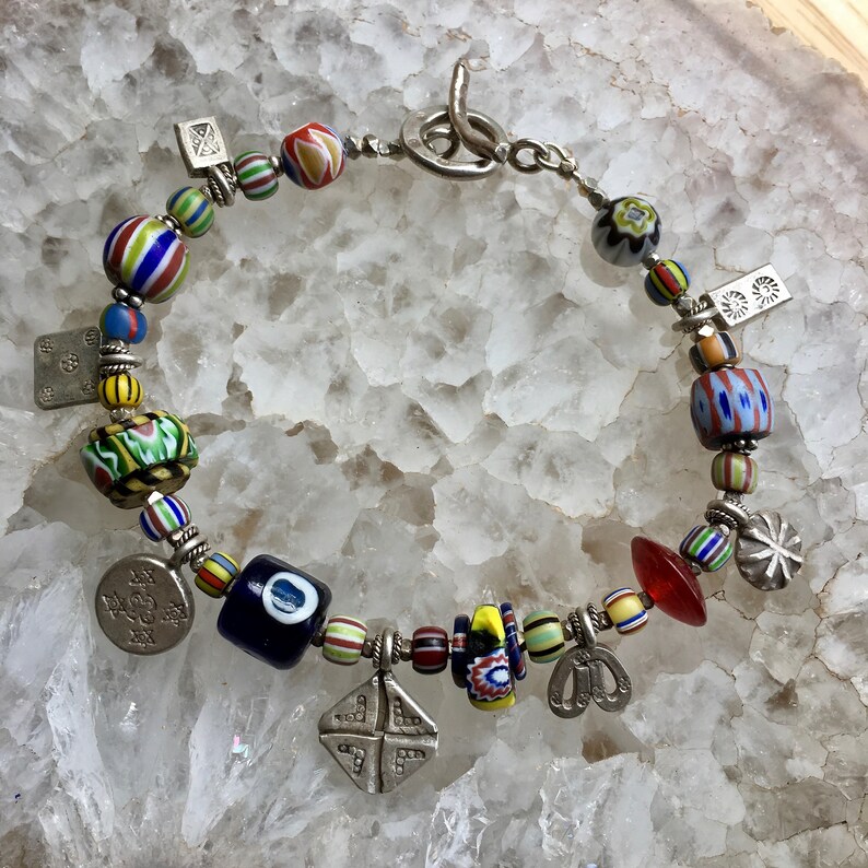 Tribal Charm Bracelet Silver Charm Bracelet African Trade - Etsy