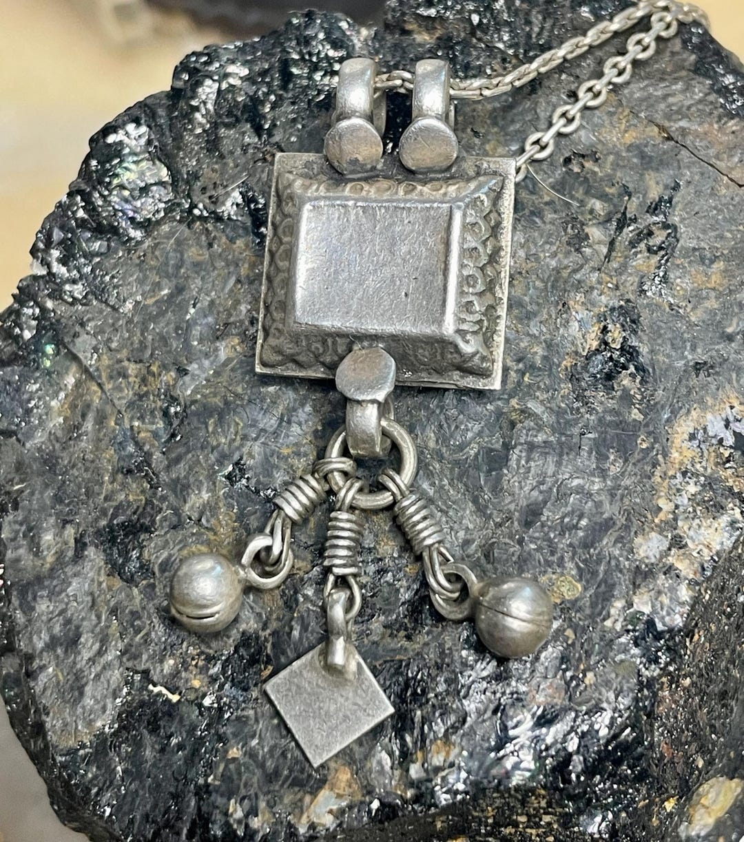 Prayer Box Necklace | Vintage Indian Silver Talisman | Sterling Silver ...