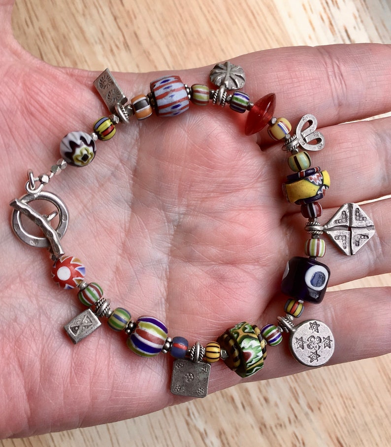 Tribal Charm Bracelet Silver Charm Bracelet African Trade - Etsy