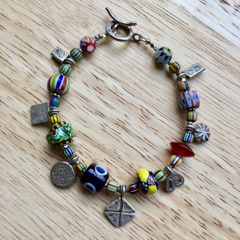 Tribal Charm Bracelet Silver Charm Bracelet African Trade - Etsy