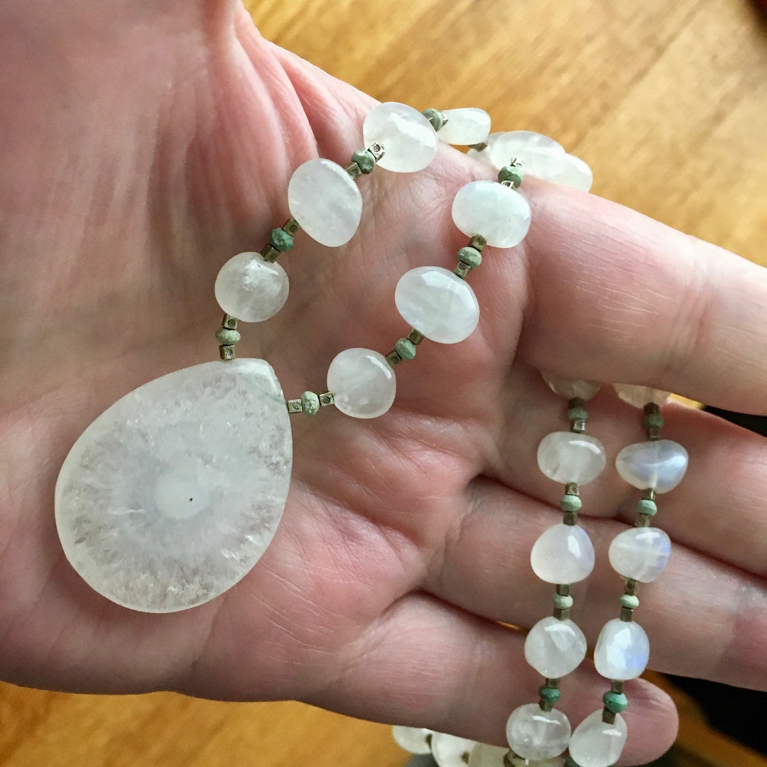 Solar Quartz and Moonstone Necklace, Moonstone Necklace, Solar Quartz ...