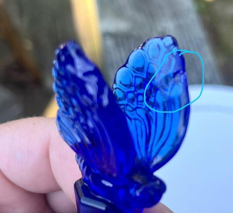 Fenton Glass Bell - Cobalt Blue - Butterfly on Top, Drapery on Bottom ...