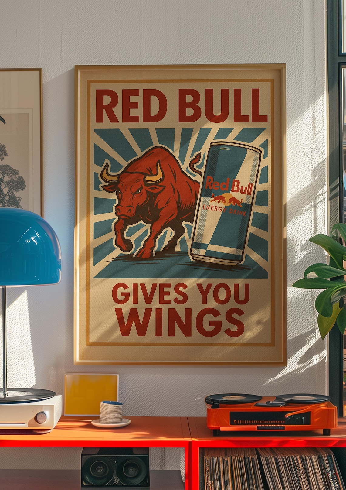 Red Bull Vintage Poster - Retro Red Bull Wall Art - Man Cave Decor ...