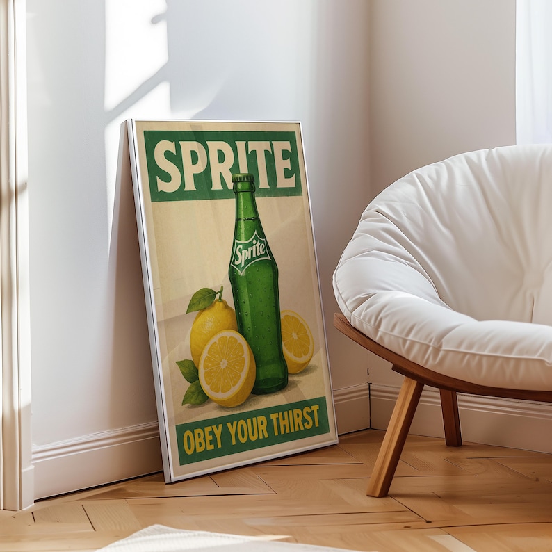 Vintage Sprite Poster - Retro Soda Art - Vintage Lemon Soda Advertising ...