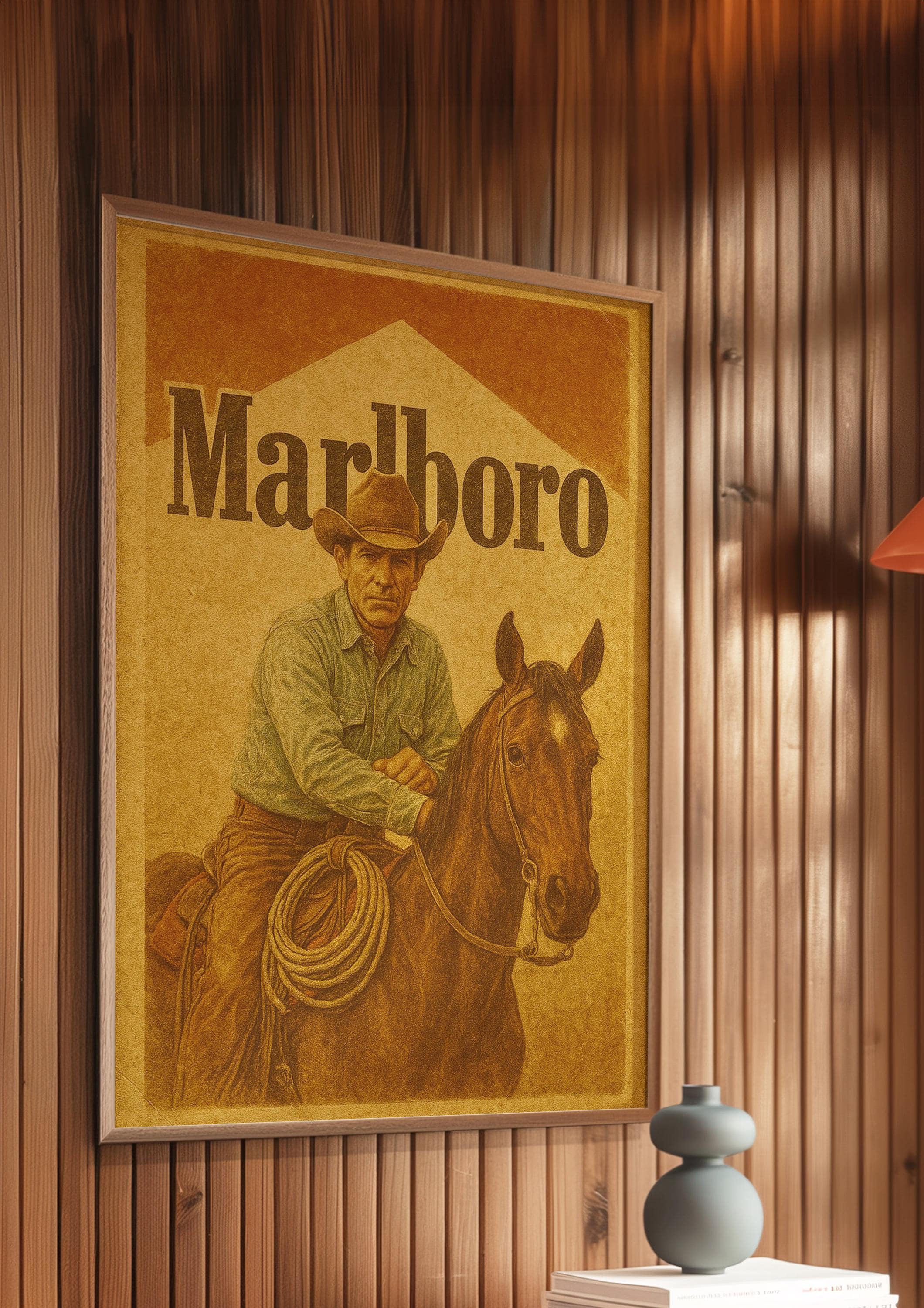 Vintage Marlboro Cowboy Poster - Retro Western Wall Art Print ...