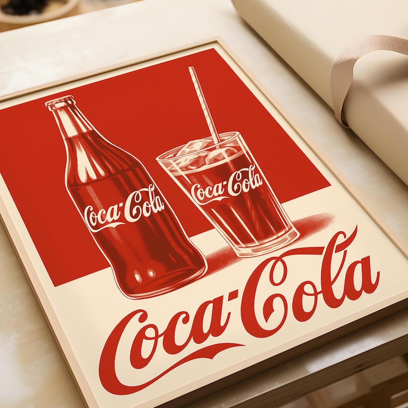 Vintage Coca Cola Poster - Retro Kitchen Decor - Classic Coke ...