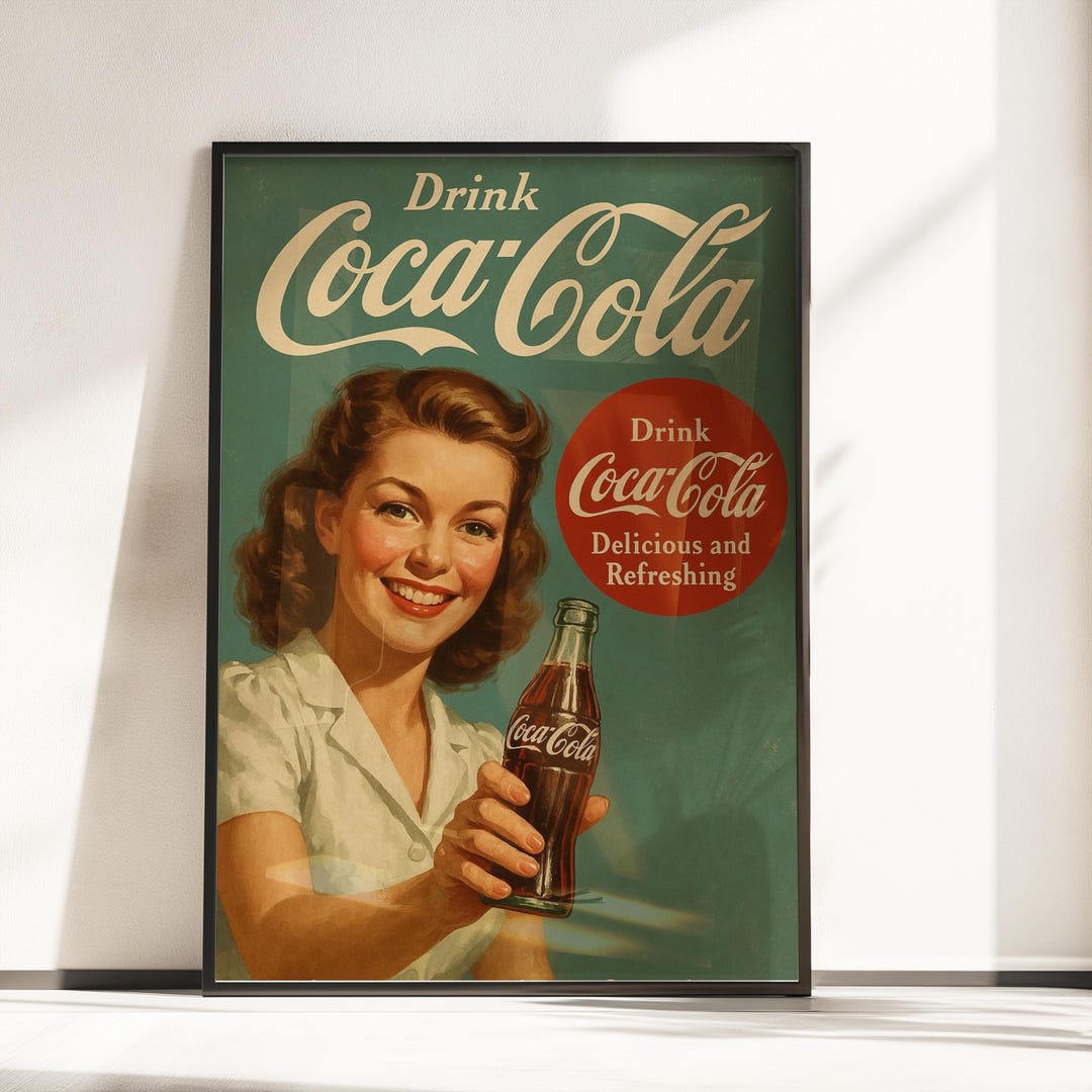 Vintage Coca-cola Poster - Retro Soda Advertisement Poster - Coke ...