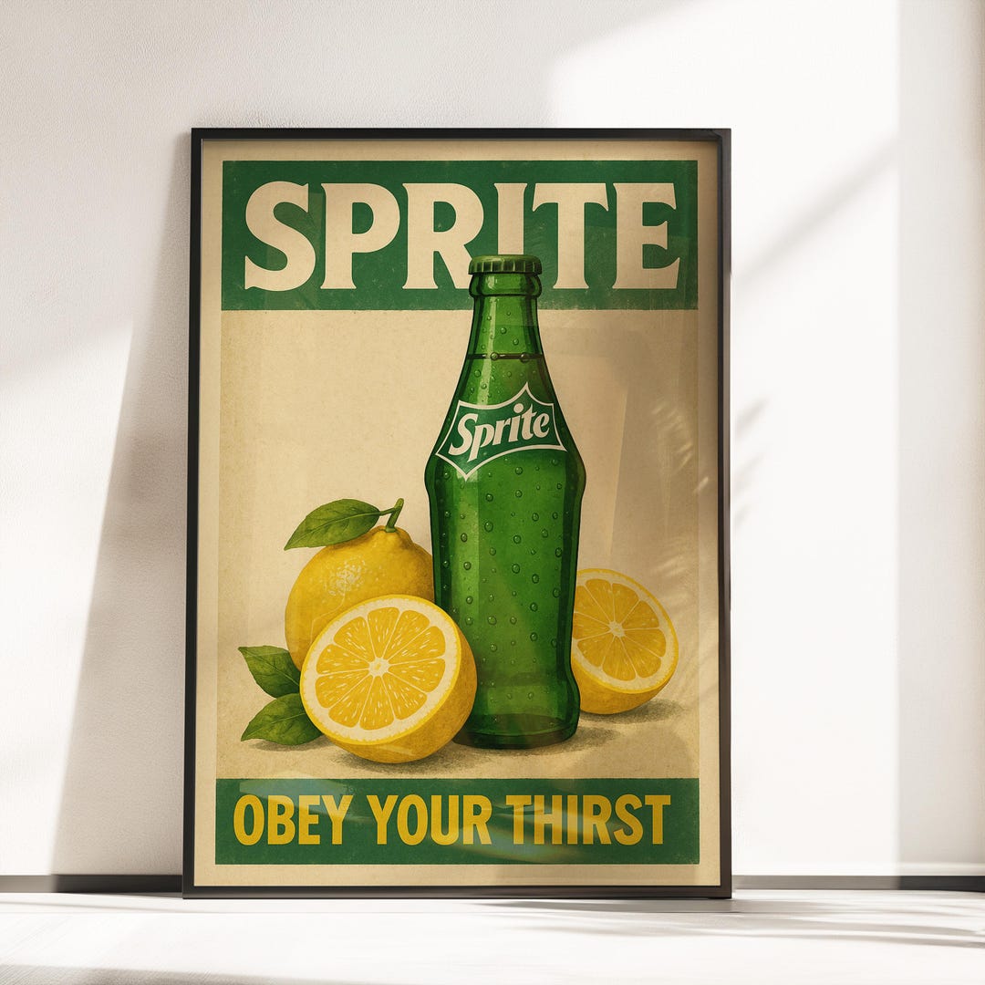 Vintage Sprite Poster - Retro Soda Art - Vintage Lemon Soda Advertising ...
