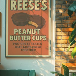 Vintage Reese's Peanut Butter Cups Poster - Retro Chocolate ...
