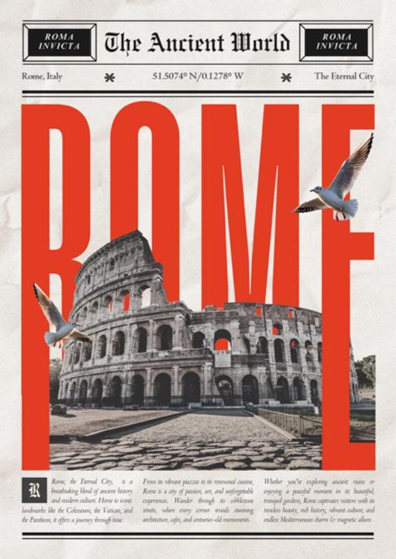 The Eternal City, Rome Poster, Colosseum Poster, Ancient Rome, Roma ...