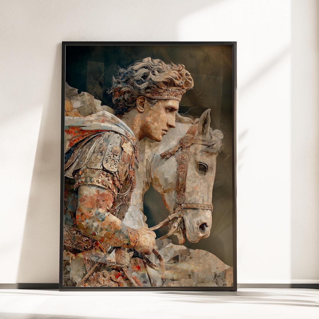 Alexander the Great Mosaic Wall Art - Alexander & Bucephalus Poster ...