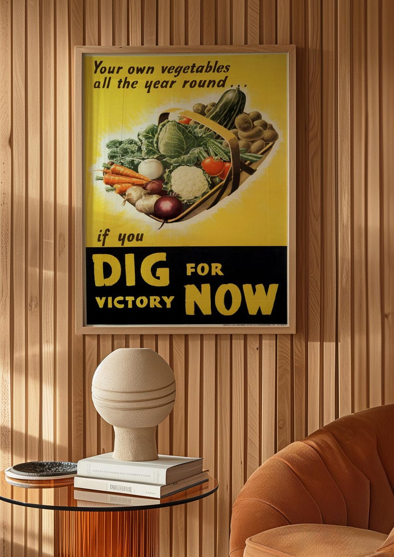Vintage WWII "dig for Victory" Poster – Retro Home Garden Wall Art ...