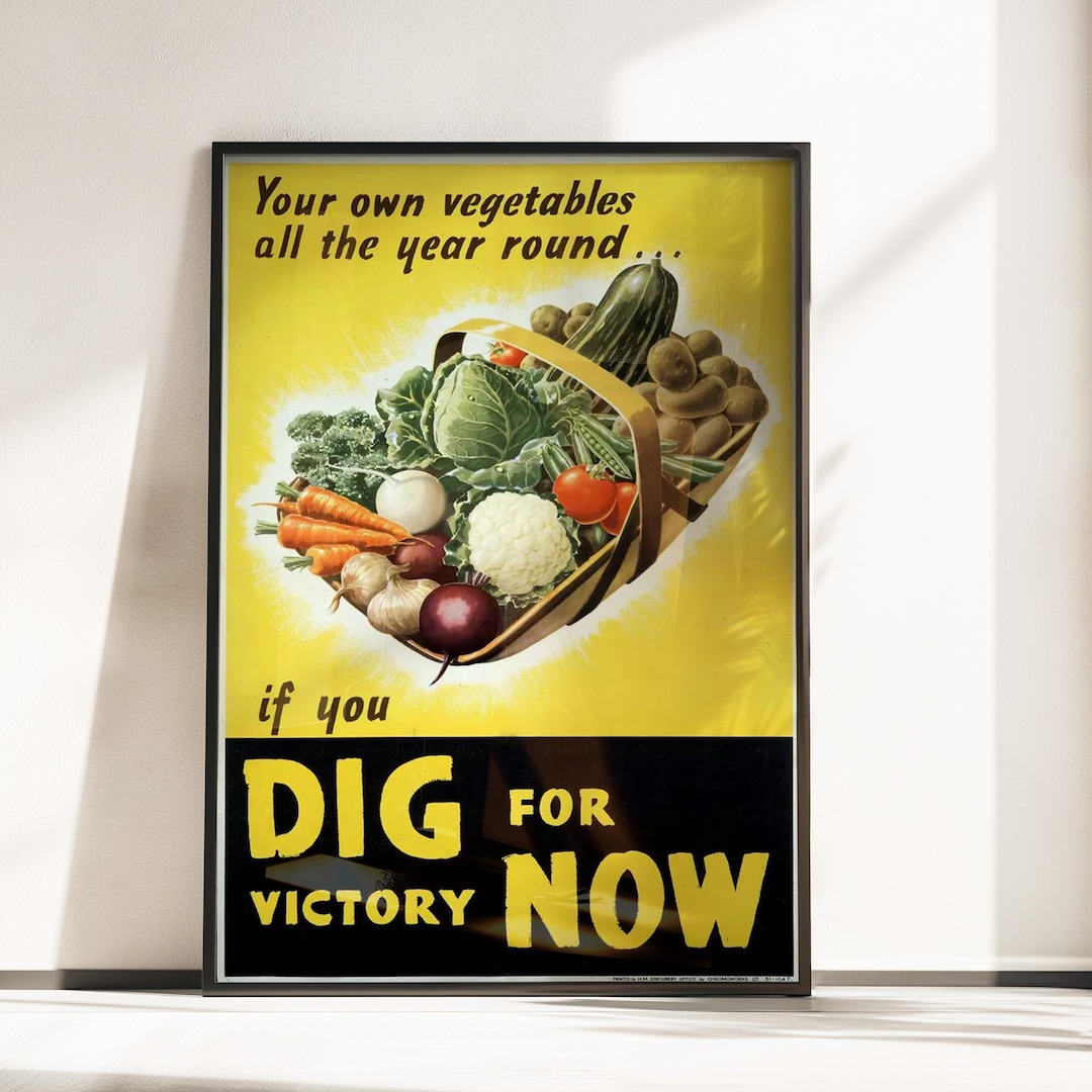 Vintage WWII "dig for Victory" Poster – Retro Home Garden Wall Art ...