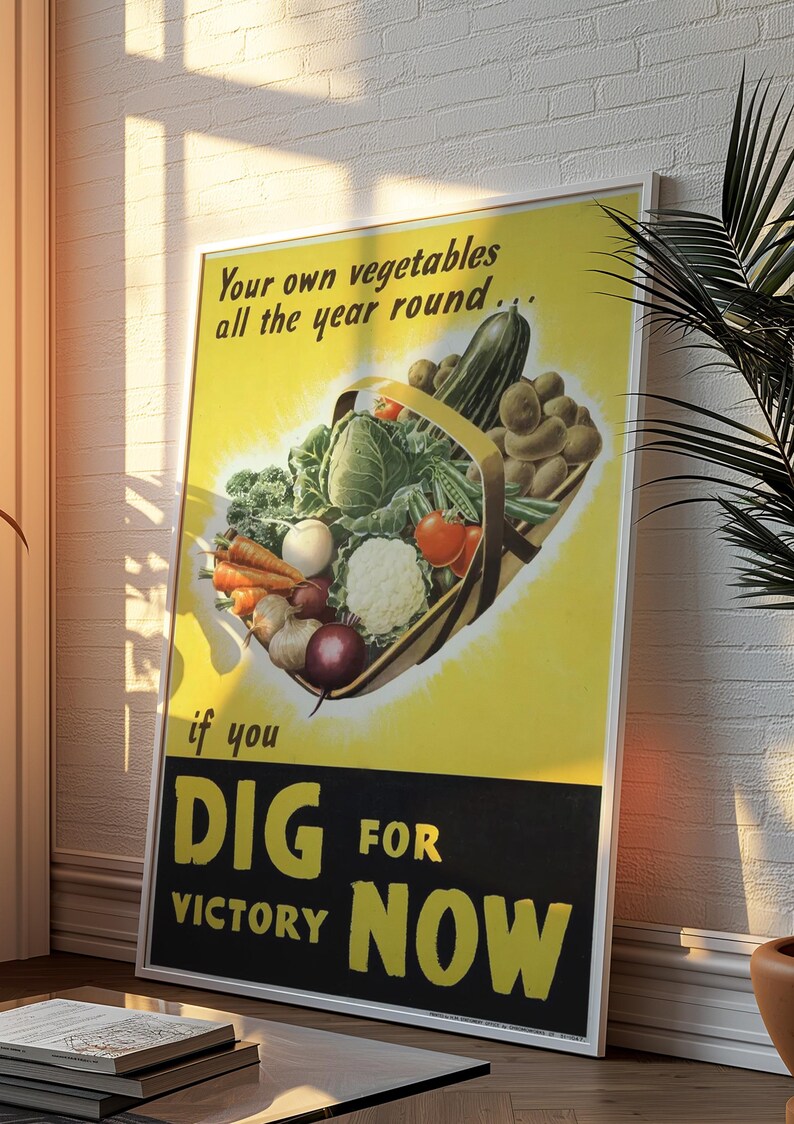 Vintage WWII "dig for Victory" Poster – Retro Home Garden Wall Art ...