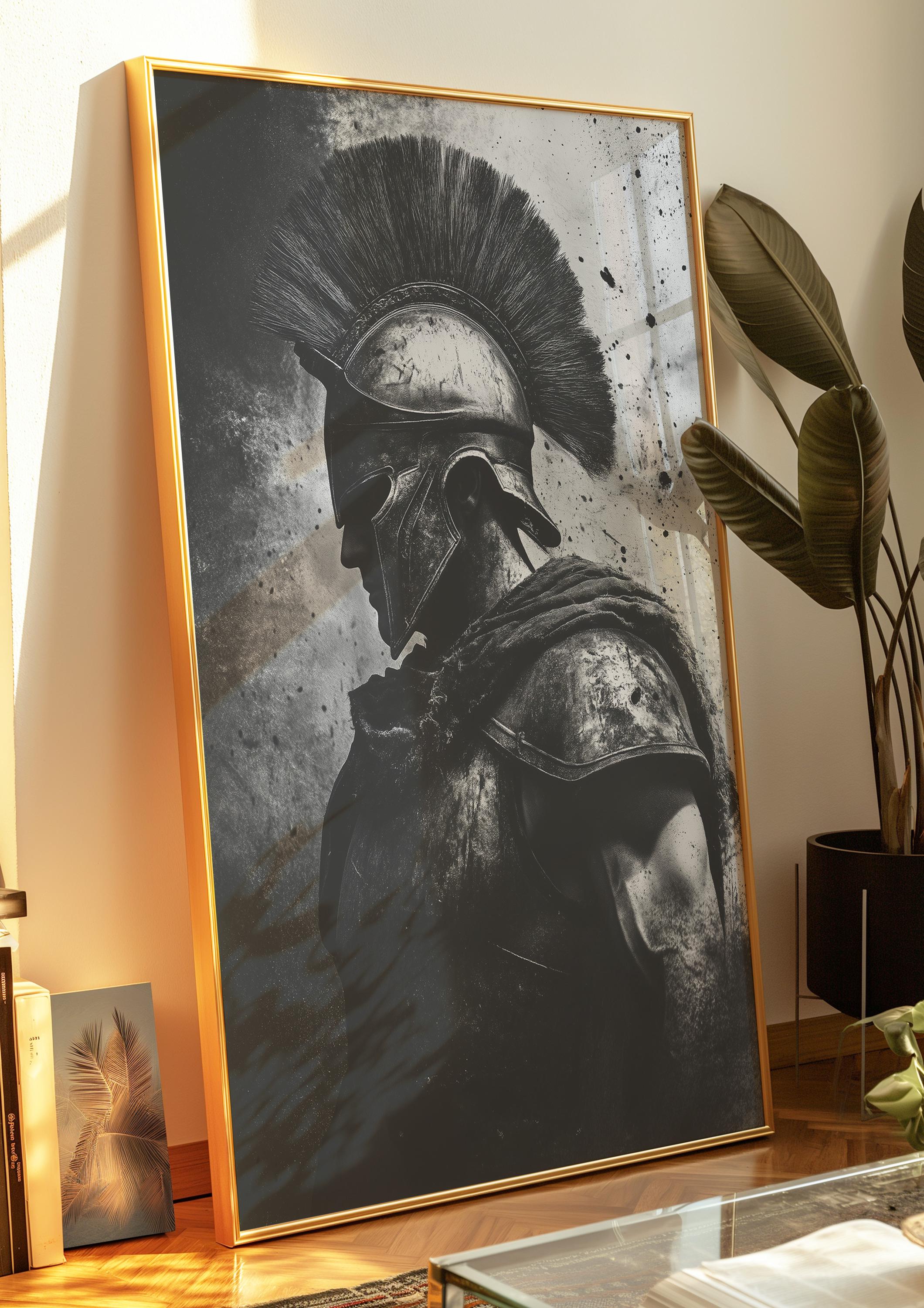 Black and White Spartan Warrior Poster - Spartan Warrior Wall Art ...