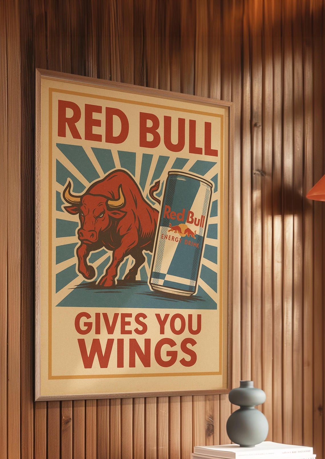 Red Bull Vintage Poster - Retro Red Bull Wall Art - Man Cave Decor ...
