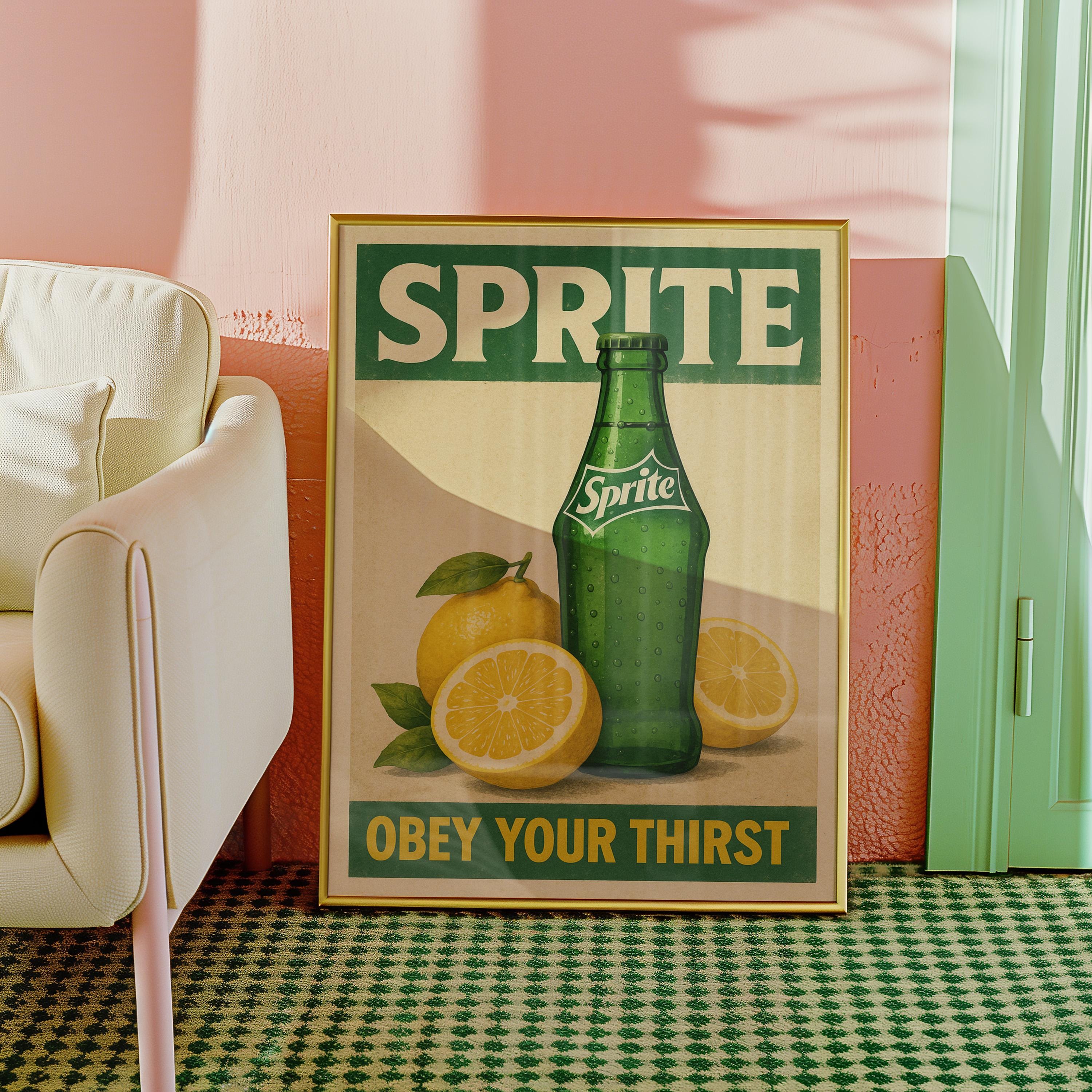 Vintage Sprite Poster - Retro Soda Art - Vintage Lemon Soda Advertising ...