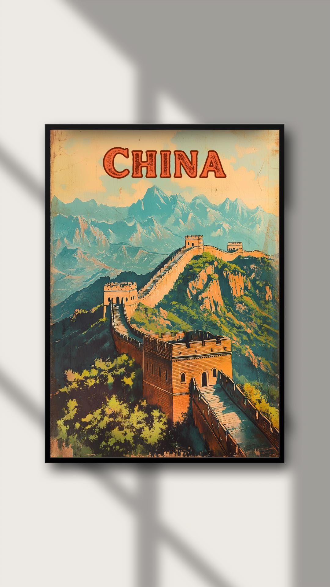 Vintage China Travel Poster - Great Wall of China Poster -vintage ...